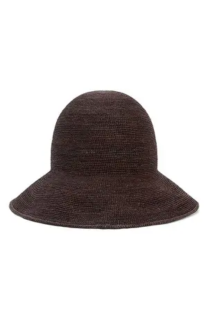 Janessa Leoné Teagan Raffia Bucket Hat - Chocolate