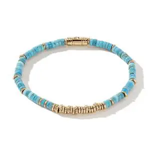 John Hardy Heishi Turquoise Beaded Bracelet - Gold