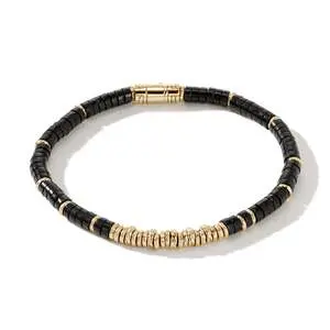 John Hardy Beaded Bracelet With Black Onyx - Gold