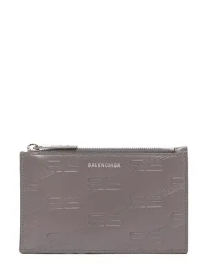 Balenciaga Bb Monogram Leather Wallet Dark Grey