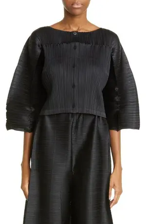 Issey Miyake Route Pleated Crop Cardigan