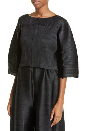 Issey Miyake Route Pleated Crop Cardigan