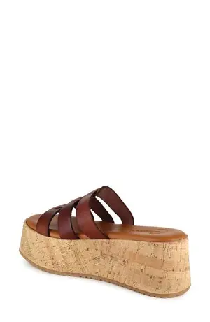 CANDIE'S Kalma Platform Slide Sandal - Tan