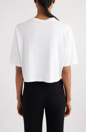 Balmain Logo Crop Cotton T-shirt - Gab White/black