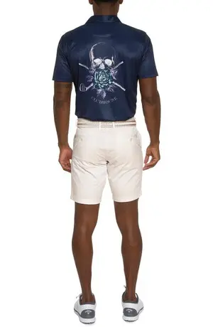 Robert Graham Blade Iron Print Golf Polo - Navy