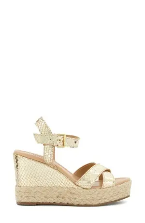 Dune London Espadrille Platform Wedge Sandal - Gold