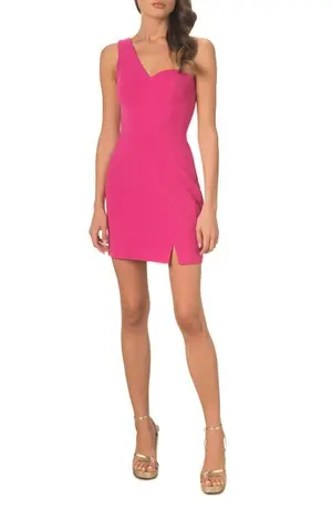 Dress The Population Maddie One-shoulder Mini Dress - Bright Fuchsia