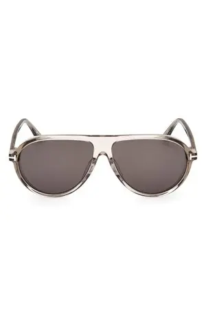 TOM FORD TOM FORD 60MM Gradient Pilot Sunglasses Shiny Light Brown/smoke
