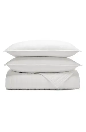 BOLL & BRANCH Signature Stripe Organic Cotton Quilt & Sham Set - White