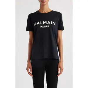 Balmain Cotton Logo Graphic T-shirt - Eab Black/white