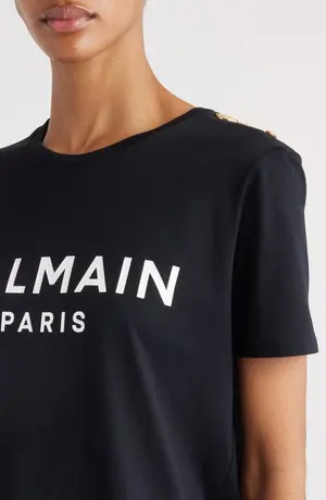 Balmain Cotton Logo Graphic T-shirt - Eab Black/white