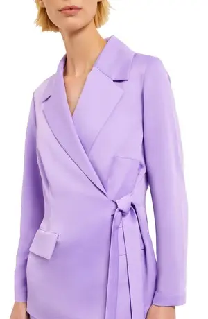 Misook Side Tie Blazer - Lavender Field