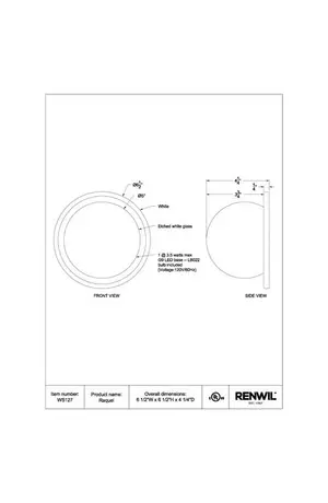 RENWIL Round Wall Sconces - Raquel White