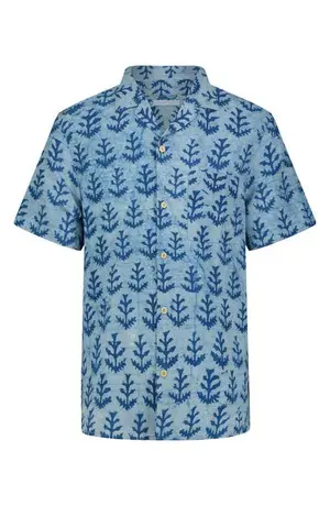 Lucky Brand Short Sleeve Button-up Camp Shirt - Light Indigo