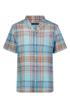 Lucky Brand Plaid Notch Collar Button-up Shirt - Blue Multi Plaid