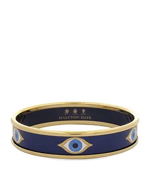 Halcyon Days Gold-plated Evil Eye Bangle - Black