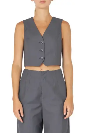 GREY LAB Button-up Crop Vest