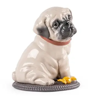 LLADRO Porcelain Puppy Pug Sculpture