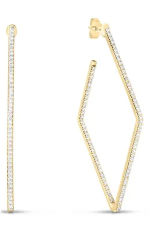 Roberto Coin Diamond Hoop Earrings - Yellow Gold