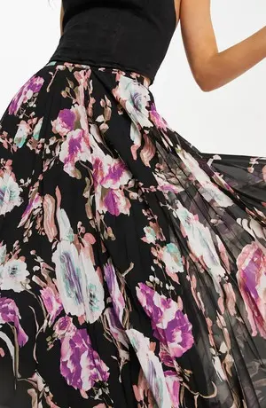 Asos Pleated Floral Skirt