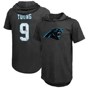 MAJESTIC THREADS Bryce Young Carolina Panthers Player Name & Number Tri-blend Slim Fit Hoodie T-shirt - Black