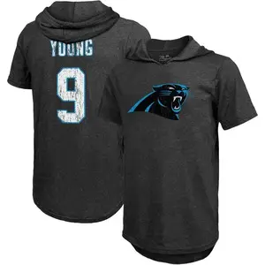 MAJESTIC THREADS Bryce Young Carolina Panthers Player Name & Number Tri-blend Slim Fit Hoodie T-shirt - Black