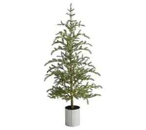 NEARLY NATURAL 5.5-ft Pine Christmas Tree W/pla Ter W/lights - One-color
