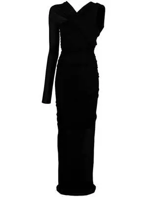 Saint Laurent Long One-Shoulder Dress - Black