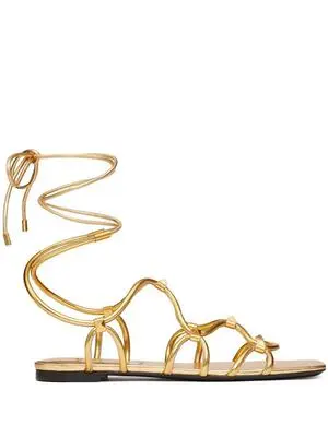 Valentino Garavani Rockstud Net Flat Sandals - Golden