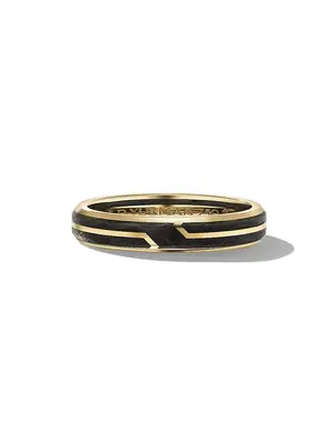 David Yurman Forged Carbon Band Ring In 18k Yellow Gold