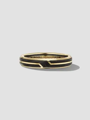 David Yurman Forged Carbon Band Ring In 18k Yellow Gold - Black