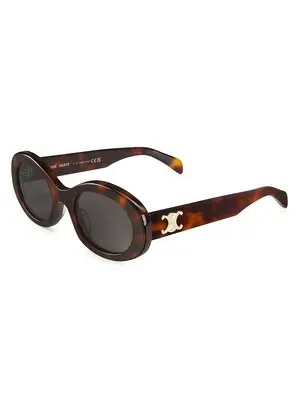 Celine 52mm Oval Acetate Sunglasses Havana Smoke