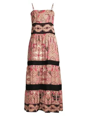 Donna Karan New York Rustic Chic Georgette Paisley Maxi Dress