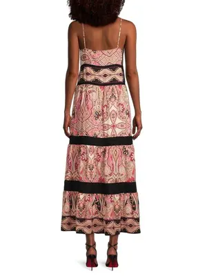 Donna Karan New York Rustic Chic Georgette Paisley Maxi Dress