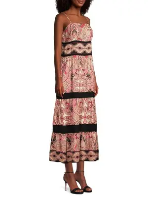 Donna Karan New York Rustic Chic Georgette Paisley Maxi Dress