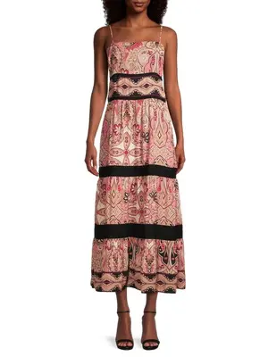 Donna Karan New York Rustic Chic Georgette Paisley Maxi Dress