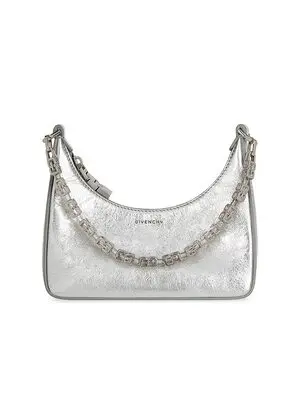 Givenchy Women's Mini Moon Cut Out Bag In Leather With Chain - Silvery Grey - Silvery Grey - Silvery Grey
