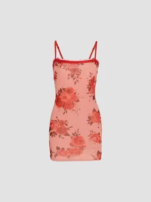 GUIZIO Floral Mesh Minidress