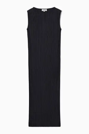 Cos Sleeveless Pleated Maxi Dress In Blue - 70% Off | Editorialist
