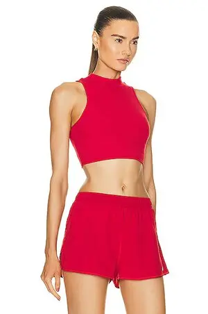 Alo Yoga Goddess Rib Cropped Dynamite Tank In Red