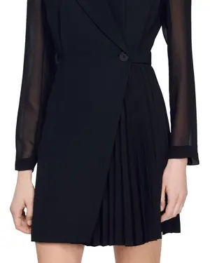 Sandro Lilela Contrast Sleeve Dress