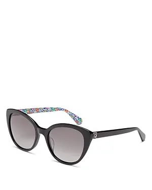 Kate Spade New York Polarized Cat Eye Sunglasses, 55mm Black/gray Gradient