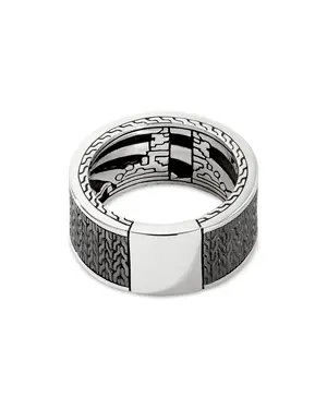 John Hardy Black Rhodium Plated Sterling Silver Classic Chain Multi Stone Band