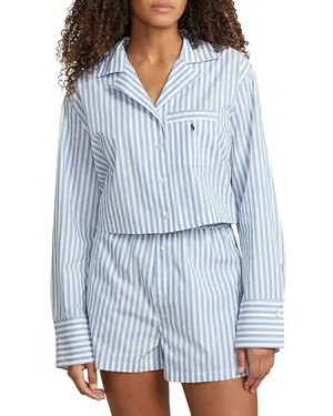 Polo Ralph Lauren Cropped Shirt & Boxer Sleep Set - Wide Stripe