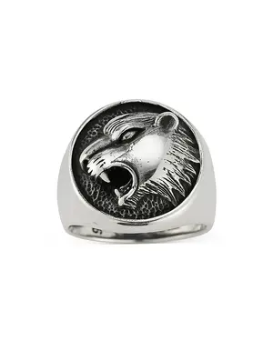 MILANESI AND CO Sterling Roaring Tiger Signet Ring - Silver