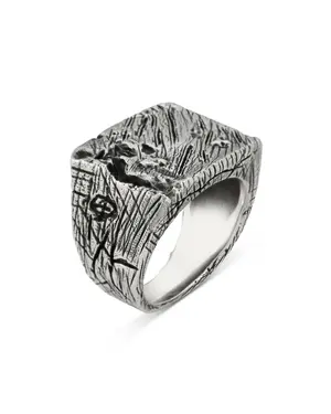 MILANESI AND CO Tree Bark Signet Ring