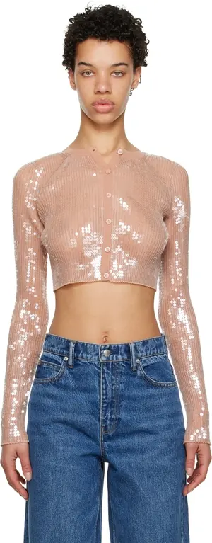 Alexander Wang Alexander Wang Pink Sequin Cardigan - 291 Flax