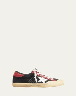 GOLDEN GOOSE Superstar Mixed Leather Low-top Sneakers - Black/silver/red
