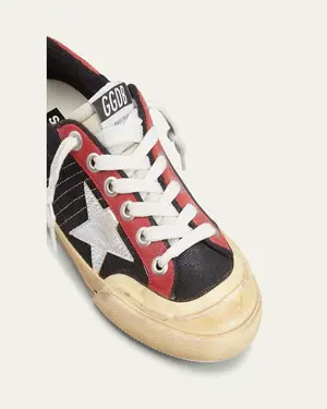 GOLDEN GOOSE Superstar Mixed Leather Low-top Sneakers - Black/silver/red