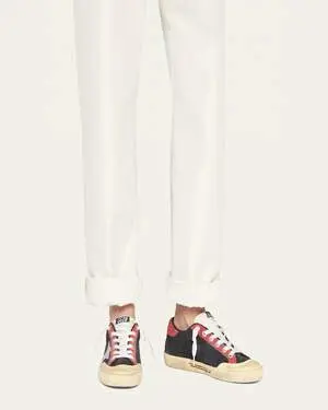 GOLDEN GOOSE Superstar Mixed Leather Low-top Sneakers - Black/silver/red